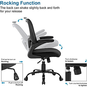 ZLchair Office Chair Ergonomic Desk Chair, Mesh Computer Home Office Desk Chairs with Adjustable Lumbar Support and Flip-up Armrests, Swivel Comfy Task Executive Chair, Black