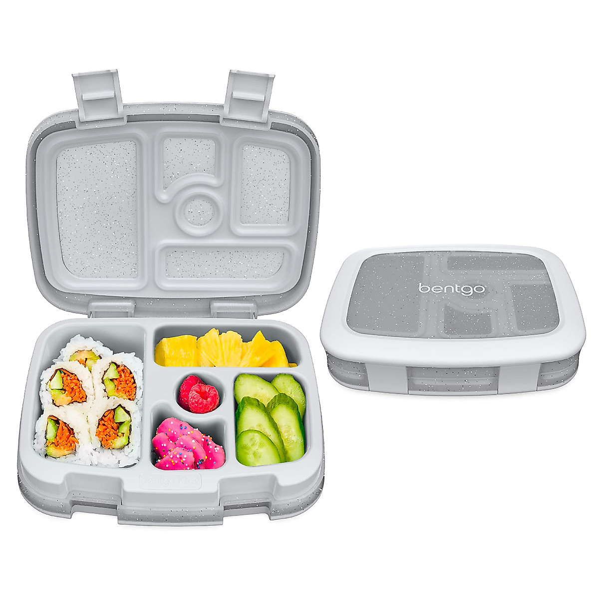 Bentgo® Kids 5-Compartment Lunch Box With Insulated Lunch Bag - (Glitter Edition - Silver)