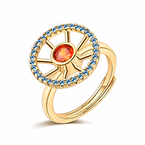 IDesign Stella's Ring of Solaria, Sun Ring, Star Light, Sun Burst, Fairy Heirloom Solaria Rhinestone Crystal Ring (gold)