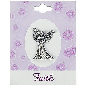 Faith Angel Lapel Pin, Silver Guardian Angel Jewelry Pin For Women, 3/4 Inches Tall, by Abbey + CA Gift