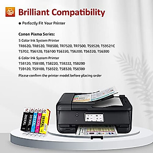 PGI-280XXL/CLI-281XXL Compatible Ink Cartridge Replacement for Canon 280 281 Ink Cartridge High Yield Use to PIXMA TR8520 TS6120 TS6320 TS6220 TR7520 TS8120 TS9120 TS9520 (5 Value Pack)