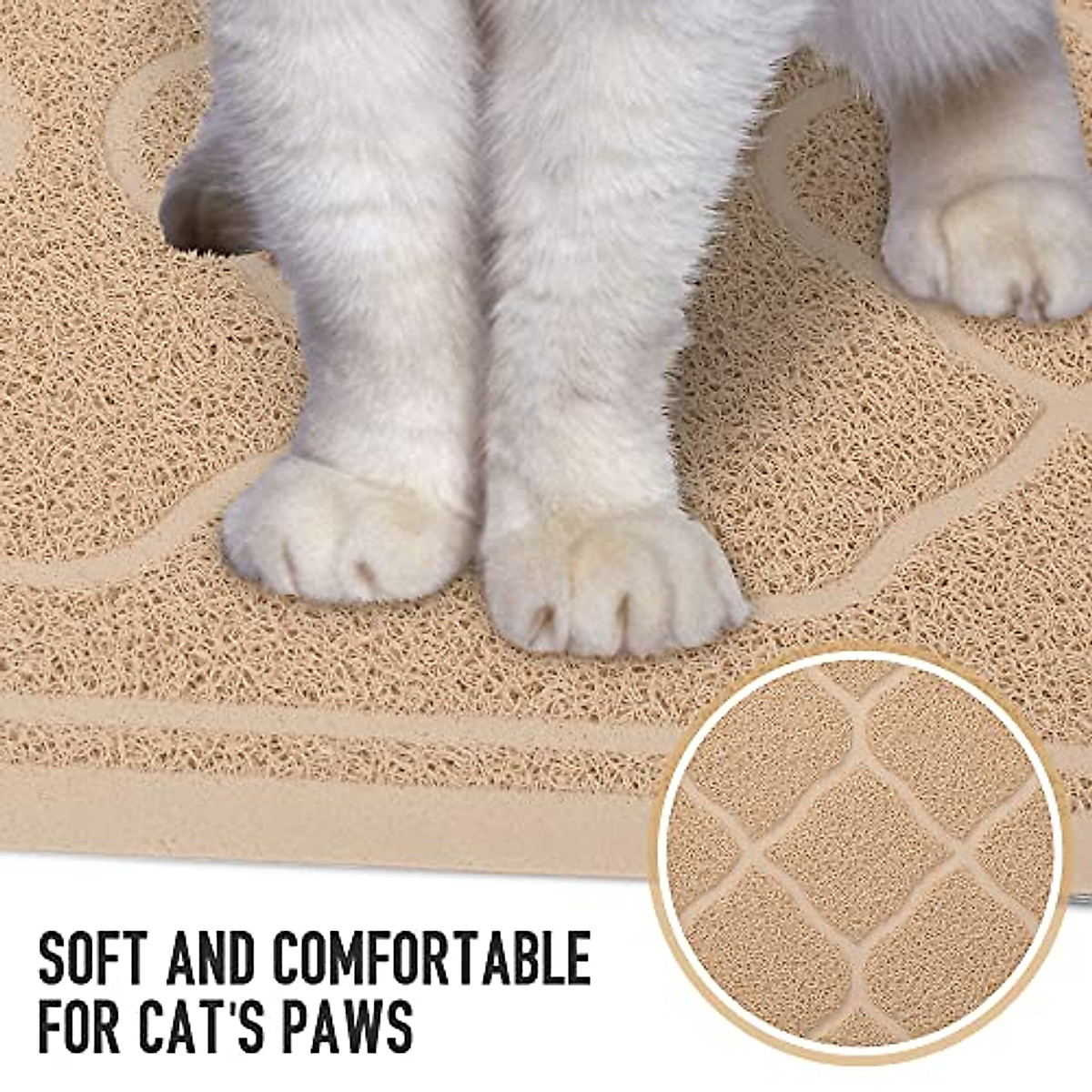 Heeyoo Cat Litter Mat, Large Kitty Litter Box Mat 47 x 35 Inches, Litter Trapping Mat with Waterproof and Non-Slip Backing, Keep Floors Clean, Soft on Kitty Paws