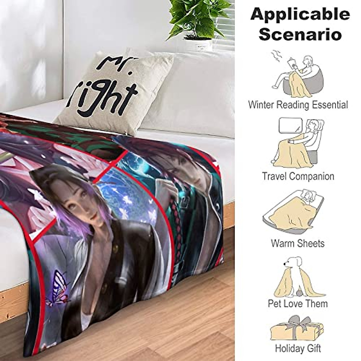 3D Anime Merch Throw Blankets, Stuff Luxurious Lightweight Cozy Plush Throw Super Soft,Warm,Poster,Sticker,Keychain (6PC Suit, 40in*60in)