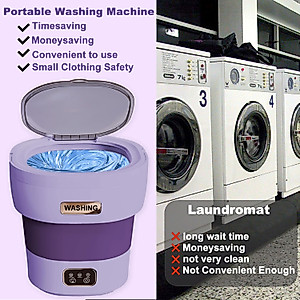Portable Washing Machine, 15L Large Capacity New Upgraded Model, Mini Collapsible Washer with Dryer, Small Foldable Laundry Washer, Apartment, RV, Dorm, Camping, Socks, Baby Clothes, Underwear, Purple