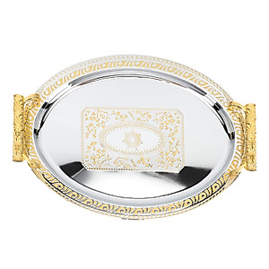 SHERCHPRY Stainless Steel Tea Tray, Tea Serving Platter,Serving Platter with Handles, European Serving Tray for Food Fruit Coffee Tea