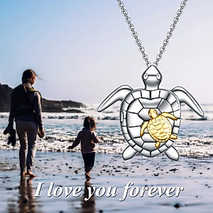Sterling Silver Turtle Locket Necklace That Holds Pictures Mother Daughter Pendant for Women Mom