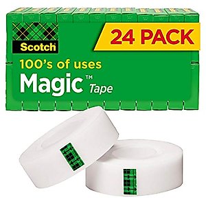 Scotch Magic Tape, 24 Rolls, Numerous Applications, Invisible, Engineered for Repairing, 3/4 x 1000 Inches, Boxed (810K24)