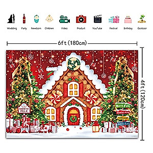 Christmas Gingerbread House Backdrop Glitter Cookie Exchange Candyland Winter Snowflake Photography Background for Kids Birthday Party Decor Banner (6X4)