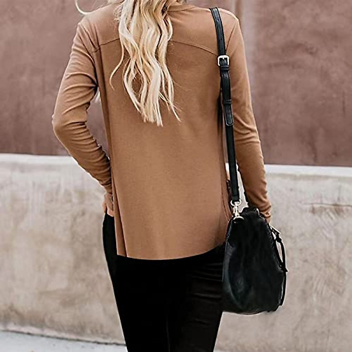 Long and Long Sleeve Cardigan for Women Fall Open Front Button Cardigan with Pockets Casual Knit Cardigan