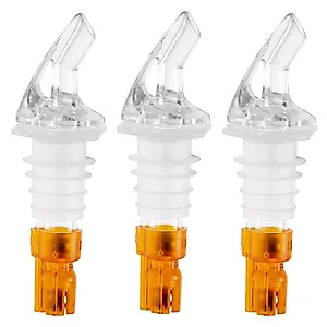 (Pack of 3) Measured Liquor Pourers, 0.5.oz, No Collar Clear Bottle Pourer Spout with Orange Tail
