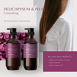 Theorie Helichrysum and Plum Nourishing Shampoo - Enrich and Soothe - Suited for Dry & Over Processed Hair - Protects Color & Keratin Treated Hair, Pump Bottle 800mL - Label Design May Vary
