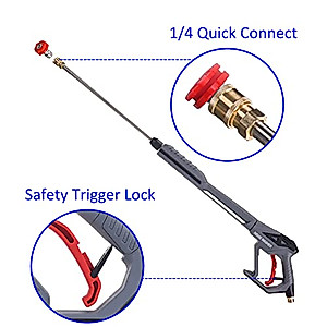 RIDGE WASHER Pressure Washer Gun with Replacement Extension Wand, High Power Washer Spray Gun, M22 Fitting, 5 Nozzle Tips with Nozzle Holder, 42 Inch, 4000 PSI