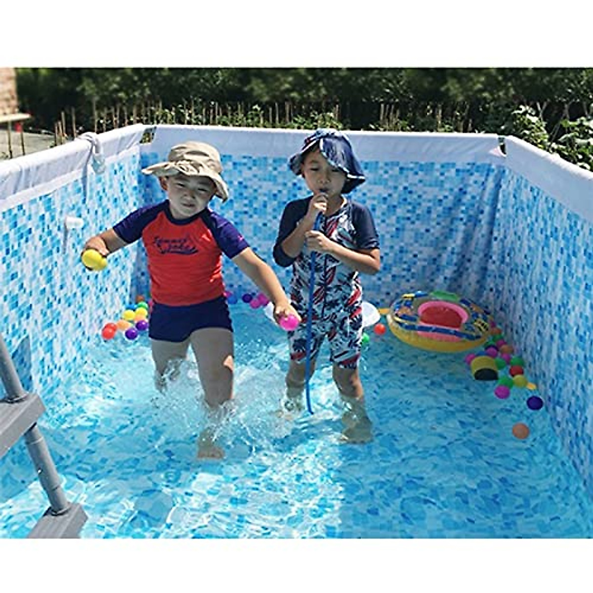 LIHONK Above Ground Swimming Pool Steel Frame Kids and Adults Can Swim Family Above Ground Pool Free Cover & Floor Cloth & Swimming Pool Water Toys Patio Lawn Garden (Size : 4.5 * 2.2 * 0.84m)