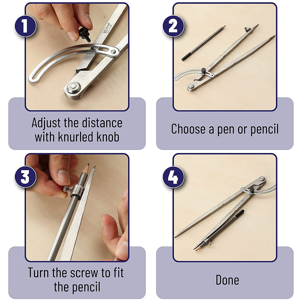 Mr. Pen- Professional Large Compass for Woodworking, 12 Inch Compass with Wing, Compass for Geometry, Compass Drawing Tool, Woodworking Compass, Pencil Compass for Carpenter, Drafting, Drawing Compass