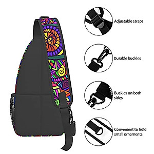 ROSIHODE Trippy Art Sling Bag, Fashion Crossbody Backpack Shoulder Bag Chest Bag for Men Women Outdoor Cycling Hiking Travel