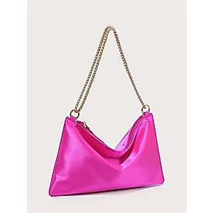 Verdusa Women's Satin Evening Handbag Shoulder Bag Purse Hot Pink one-size