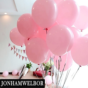 Jonhamwelbor Pink Balloons 12 Inch 100 Pack Light Pink Latex Party Balloons Pastel Pink Helium Balloons Wedding Girl Sweet Birthday Bride Baby Shower Party Decorations