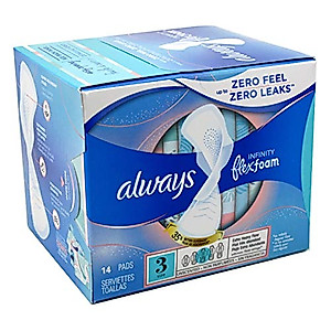 Always Pads Size 3 Infinity with Flex Foam (14 Count) Extra Heavy Flow (Pack of 2)