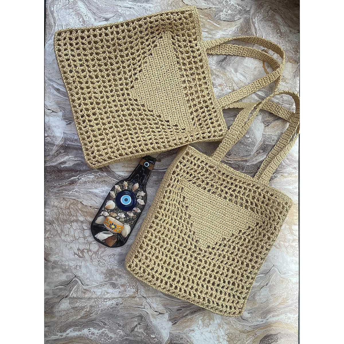 Crochet tote bag, customized bag handmade, crochet shoulder bag, eco friendly bag, crochet beach bag, hand woven bag