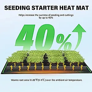 iPower Warm Hydroponic Seedling Heat Mat and Digital Thermostat Combo Set for Seed Germination, 20" x 20" & Control, Black