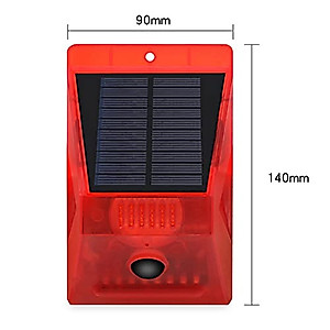 Aolyty Solar Warning Light with Motion Detector Remote Control, IP65 Waterproof Solar Alarm Light 4 Work Modes 129db Sound Security Siren Light for Home, Farm, Barn, Villa, Yard, Hacienda