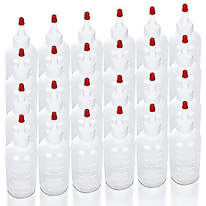 24 Pack 6oz Plastic Squeeze Bottles with Red Tip Caps and Measurement, Leak Proof Refillable Plastic Squeeze Condiment Bottles Container for BBQ, Ketchup, Sauces, Dressing, Syrup, Arts, Crafts, Glue