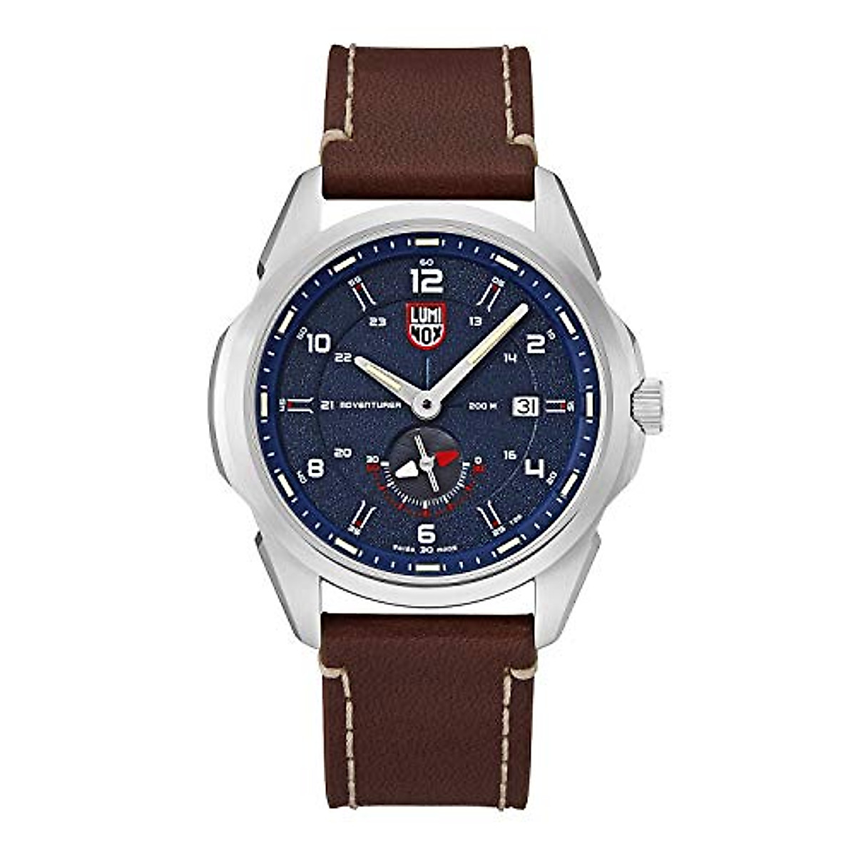 Luminox - Atacama Adventurer Field XL.1763 - Mens Watch 42mm - Adventure Watch in Brown/Silver Date Function - 200m Water Resistant - Sapphire Glass - Mens Watches - Made in Switzerland