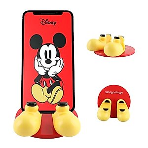 Disney Mickey Mouse Feet Cell Phone Stand with Bonus Decal Sticker- Cell Phone Holder for Home/Office-Universal Desk Phone Stand Compatible with Android/iPhone and More- Red