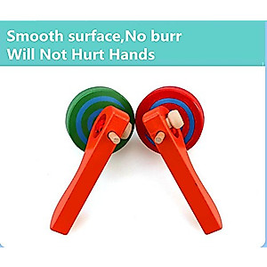 FQStech Wooden Spinning Top Gyroscope peg-top with Handle and Pull String Wire,can Last Long time, Color Random