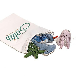 Solas Fifty Two Wool Felt Ocean Animals Hanging Decorations Nursery Decor Felt Animal Figures for Play Set of 5 Handmade Narwhal, Shark, Turtle, Octopus, Whale Christmas Tree Ornaments