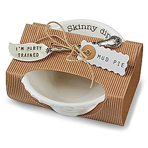 Mud Ceramic Pie Bowl and Spreader Gift Set, Skinny Dip