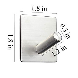 WILIFDOM Self Adhesive Hooks 6 Pack Towel Hook SUS 304 Stainless Steel Bathroom Kitchen Organizer Super Power Heavy Duty Wall Mount Coat Hanging Rack