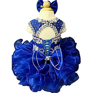 M_RAC Baby Girl's Crystal Lace Pageant Cupcake Dresses for Toddler Short Mini Birthday Party Gowns 2 US Mint Green