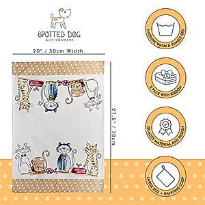 Kitchen Towels, Dish Towels for Drying Dishes, Tea Towels Absorbent 100% Cotton, Cute Cat Themed Decorative Kitchenware Kitchen Accessories Gifts for Cat Lovers, Set of 2 - 20"x28"