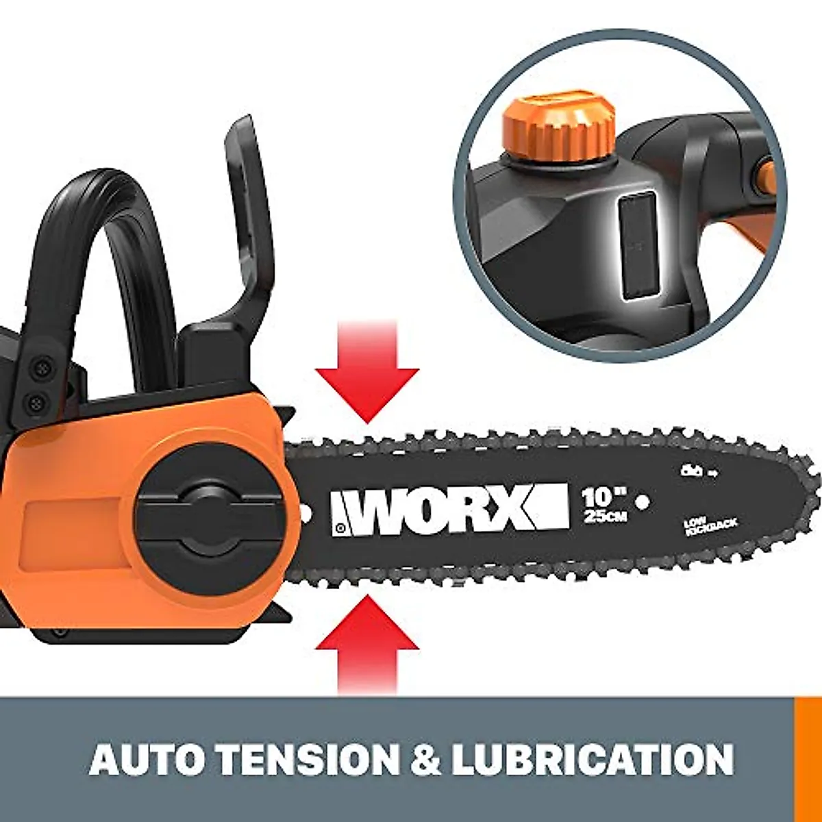 Worx WG323 20V Power Share 10" Cordless Pole/Chain Saw with Auto-Tension (Battery & Charger Included)