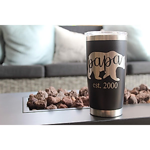 Personalized Tumbler With Lid - 20 oz - Choose Your Design - Vacuum Insulated Travel Coffee Mug - Stainless Steel Double Wall Aqua (Army Green)