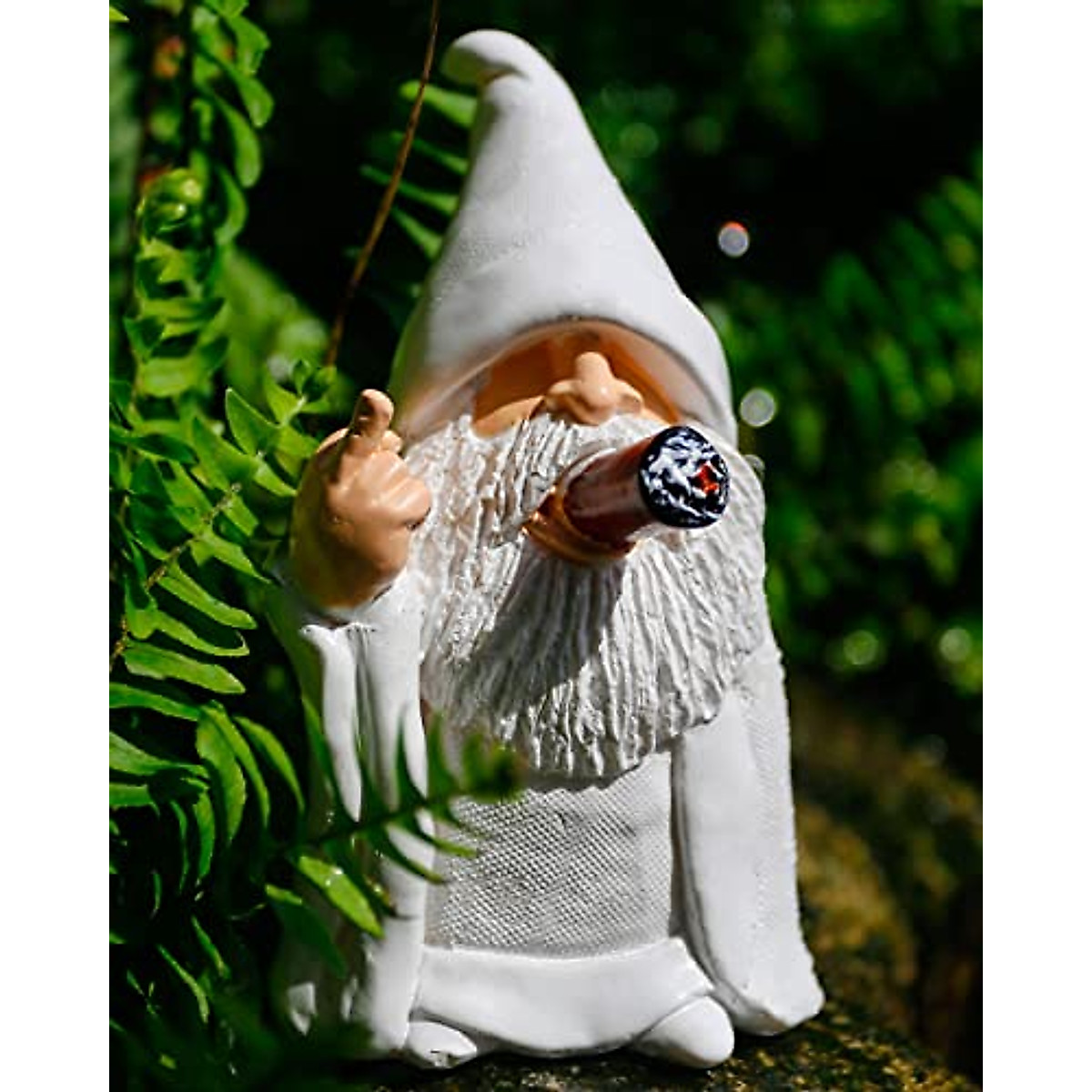 Estefanlo Garden Gnome Statue 5.9Inch Naughty Smoking Wizard Gnome Funny Lawn Resin Figurine Outdoor Statue for Lawn Yard Balcony Porch Patio Home Ornaments Garden Decoration