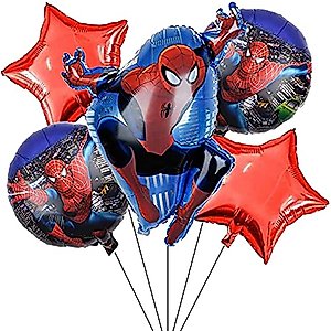 5PCS Superhero Spiderman Party Shape Foil Balloons For Kids Birthday Party Decorations