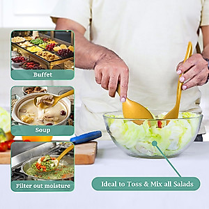 Raypard 8 Pcs 10" Large Plastic Wheat Straw Serving Spoons Set, Serving Spoons & Slotted Spoons, Kitchen Mixing Serving Spoon for Party Buffet Catering (Orange/Blue/Yellow/Green, Not for Cooking)