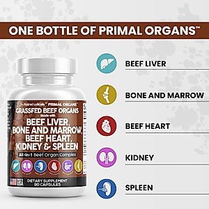 Clean Nutraceuticals Grass Fed Beef Liver Capsules - Premium Quality Supplement Packed with Desiccated, Beef Heart, Beef Spleen, Beef Pancreas Plus Bone & Marrow Dao Enzyme Pills