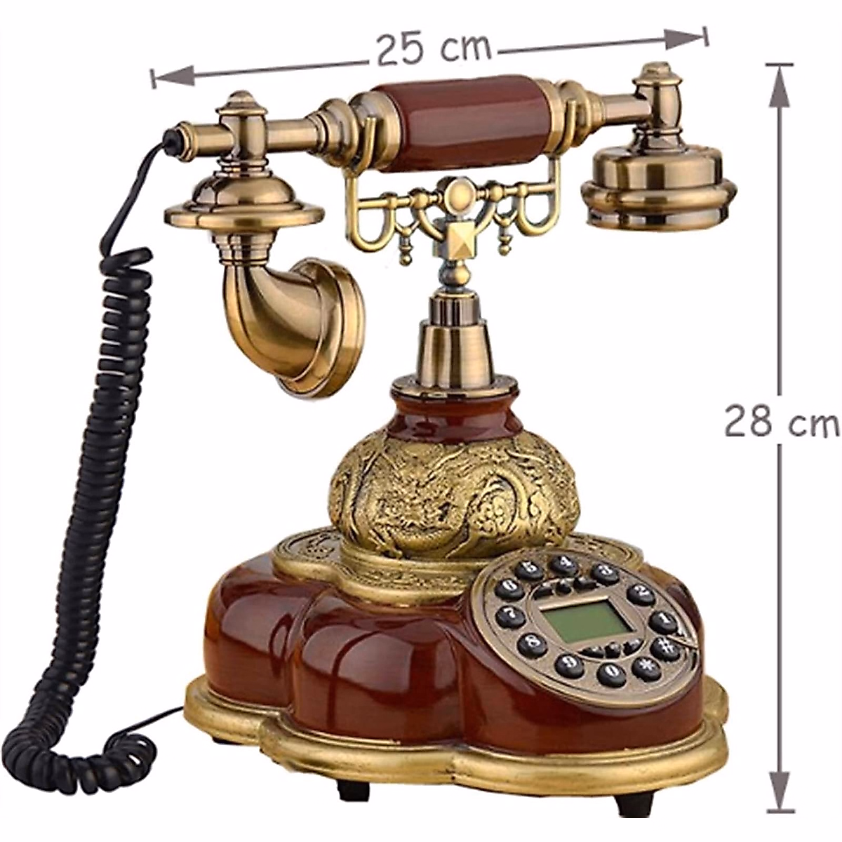 LIPPSY Retro Landline Telephone with Wood and Metal Body, Phones Creative European-Style Old Fixed Telephone for Home Hotel,Support SIM Card