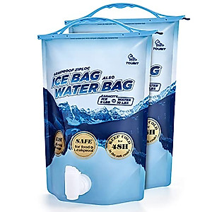 TOURIT Reusable Ice Bag 5lb Ice Pack for Cooler, Bag of Ice Collapsible Water Container with Spigot for Camping, Hiking, Drinking