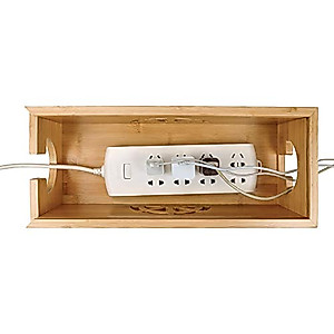 Extra Large Cable Management Box with Lid, Bamboo Cable Box for Cords, Power Strips or Surge Protectors, Hide Loose Wires Behind TVs, Home, Computers, Office Desks by HTB