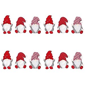 Luxshiny 12pcs Christmas Tableware Bags Gnome Cutlery Bags Xmas Cutlery Pouch Cover Holiday Table Flatware Pouches for Chopsticks Spoon Fork Christmas Table Decorations
