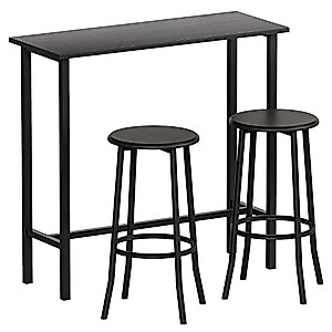 IDEALHOUSE Bar Table and Chairs Set, Bar Table with 2 Bar Stools, Sturdy Metal Frame, Dining Table Set, Bar Table Set with 2 Chairs for Kitchen Dining Room Coffee Party Room