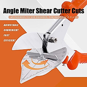 Hilitchi Upgraded Multi Angle Miter Shear Cutter Cuts 45 to 135 Degree Miter Snips Cutting Tool for Small Miter Jobs and DIY Projects with 5 Replacement Blades and Spanner