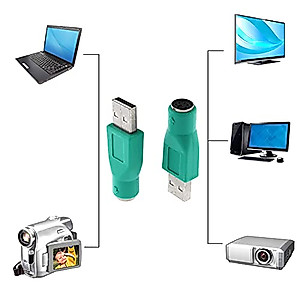 DGZZI USB to PS2 Adapter 2pcs Green PS/2 Female to USB Male Converter Adapter for Mouse and Keyboard