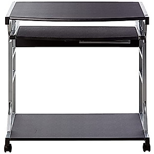 Target Marketing Systems Berkeley Mobile Desk with Pull Out Keyboard Tray and Lockable Wheels, Modern Rolling Laptop Table Ideal for Working from Home, 27.5", Black