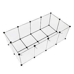 Pet Playpen, Rabbit Fence, Guinea Pig Cage, Fence Cage with Bottom for Small Animals Guinea Pigs, Hamsters, Bunnies, Rabbits, white