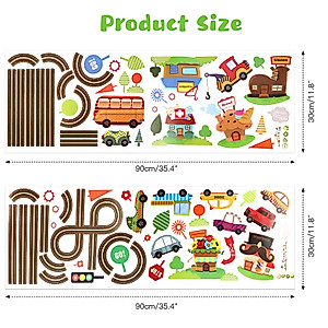 OOTSR Wall Decals, Car Track Wall Sticker Decor for Boys Girls Bedroom, Nursery Room, Home, Living Room Decor